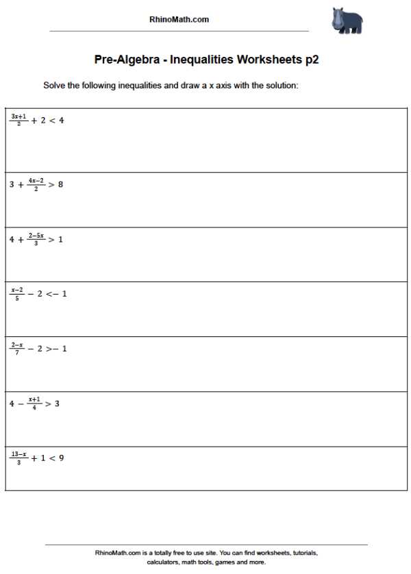 Pre Algebra Inequalities Worksheets Pt2 RhinoMath Learning Math Pre Algebra Inequalities Worksheets Pt2 RhinoMath Learning Math