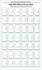 Vertical addition of two single digit numbers (with regrouping ...
