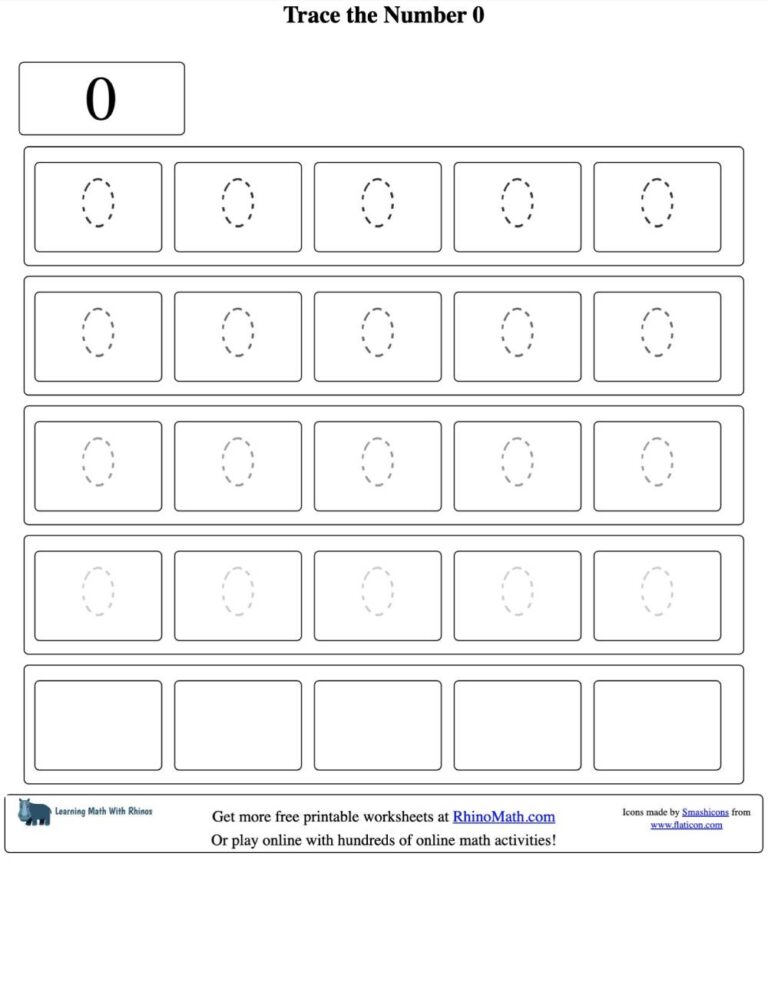 Tracing the Number 0 - Number Tracing Worksheets - RhinoMath.com ...